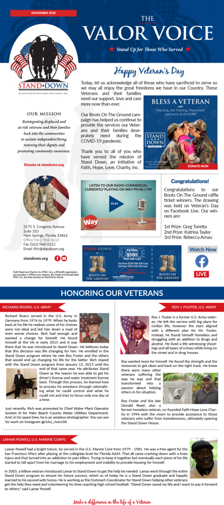 Valor Voice Newsletter – Happy Veteran’s Day